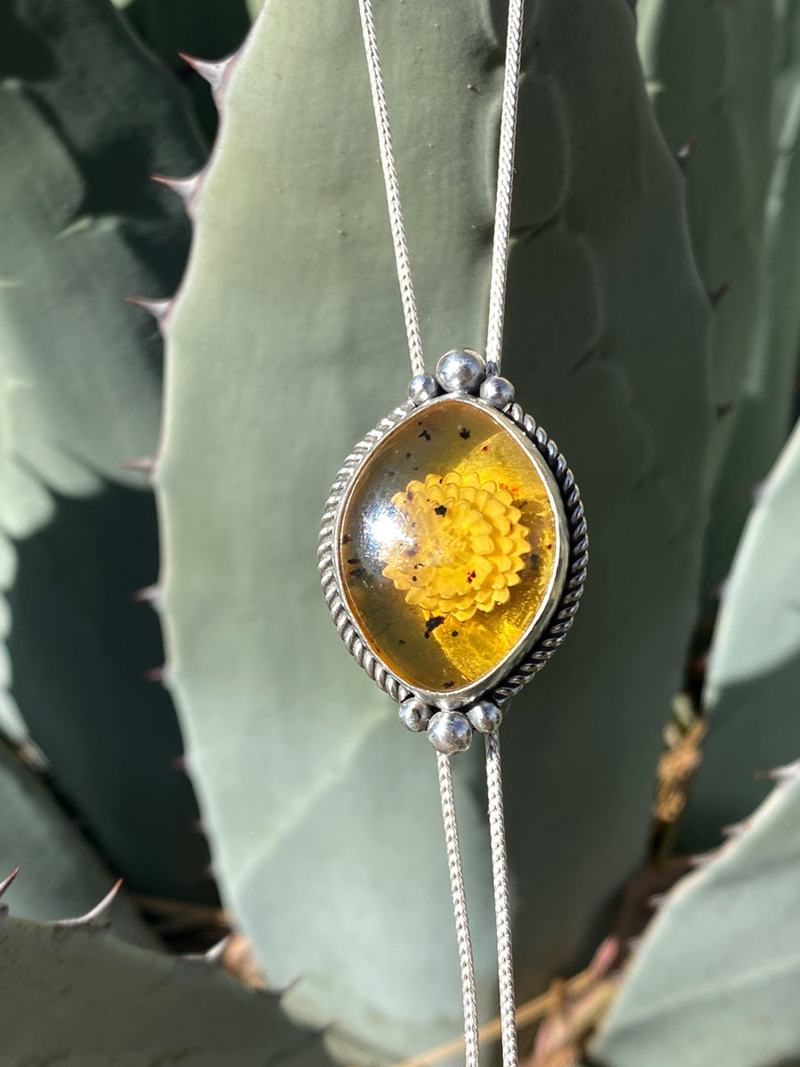 Chain Bolo—Carved Mexican Amber Marquis – Desert Adorned