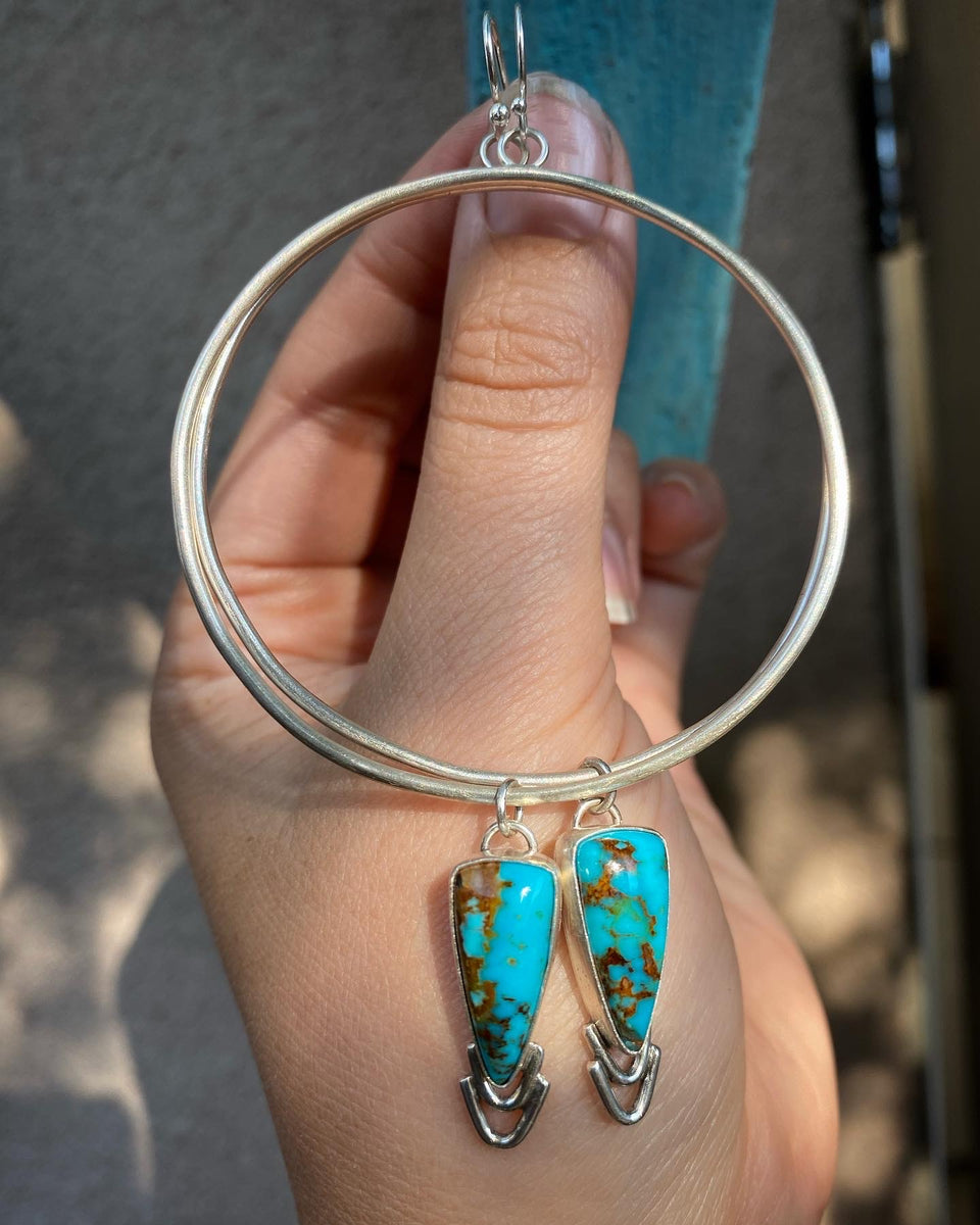Kingman Turquoise Fang Dangle Hoops – Desert Adorned